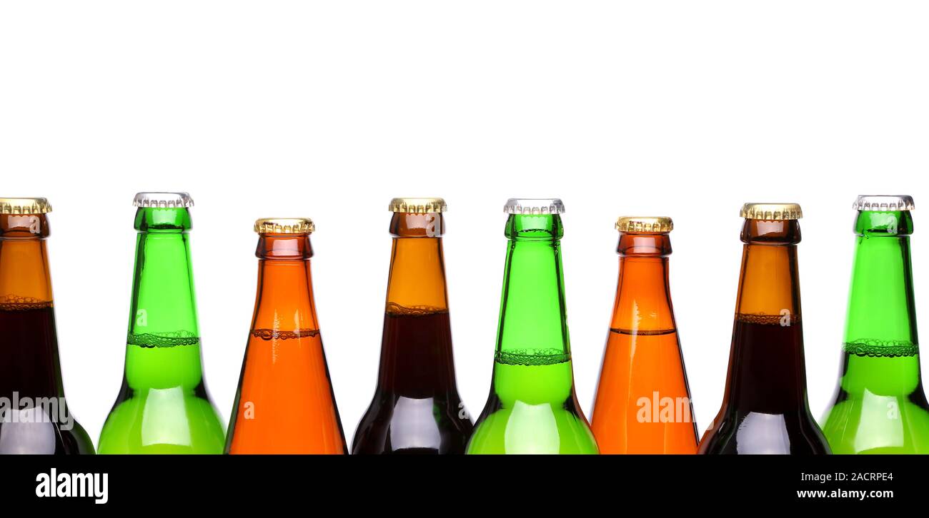 Row from beer bottles Stock Photo - Alamy