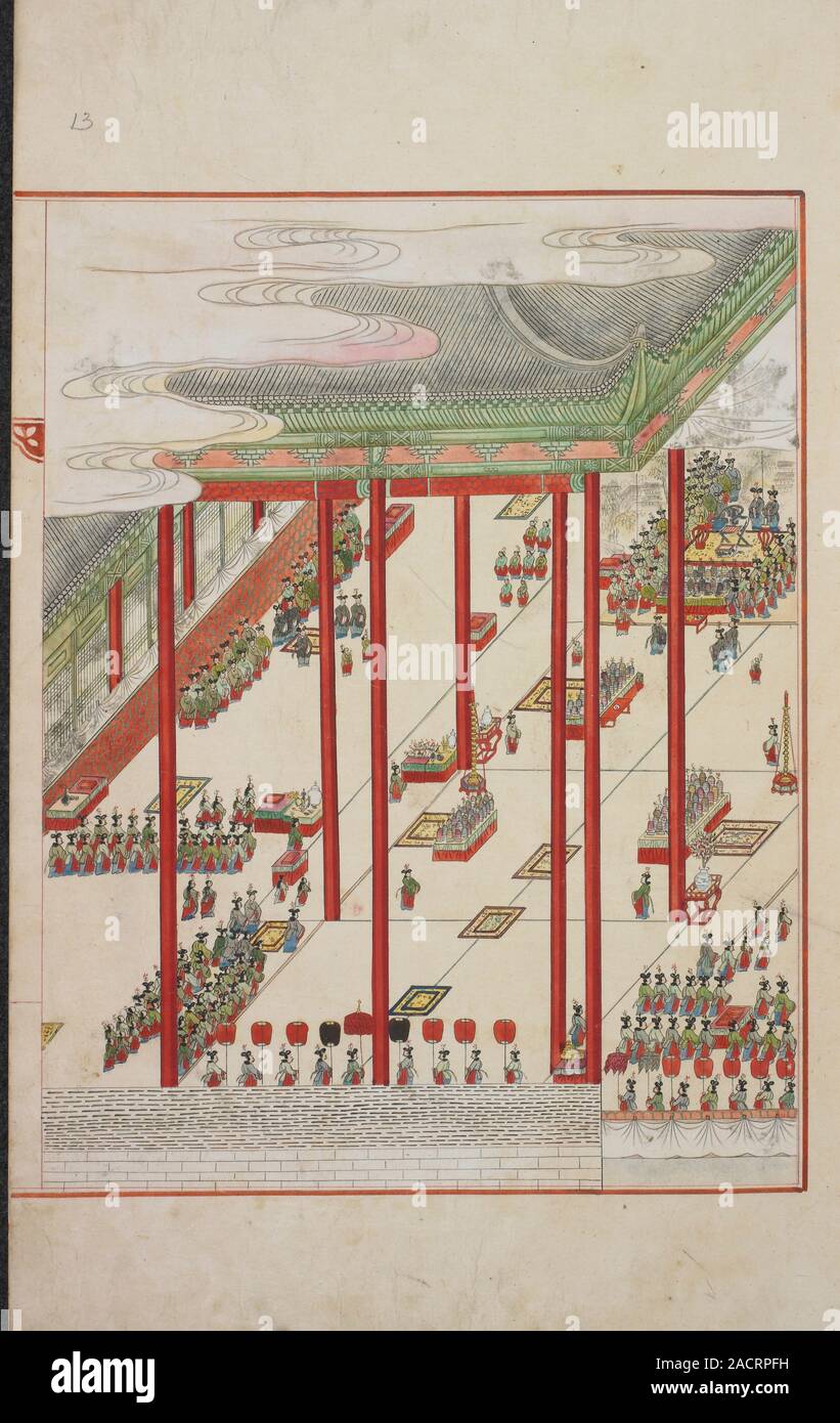 Korean court ritual Page from a court manuscript showing the 60th ...