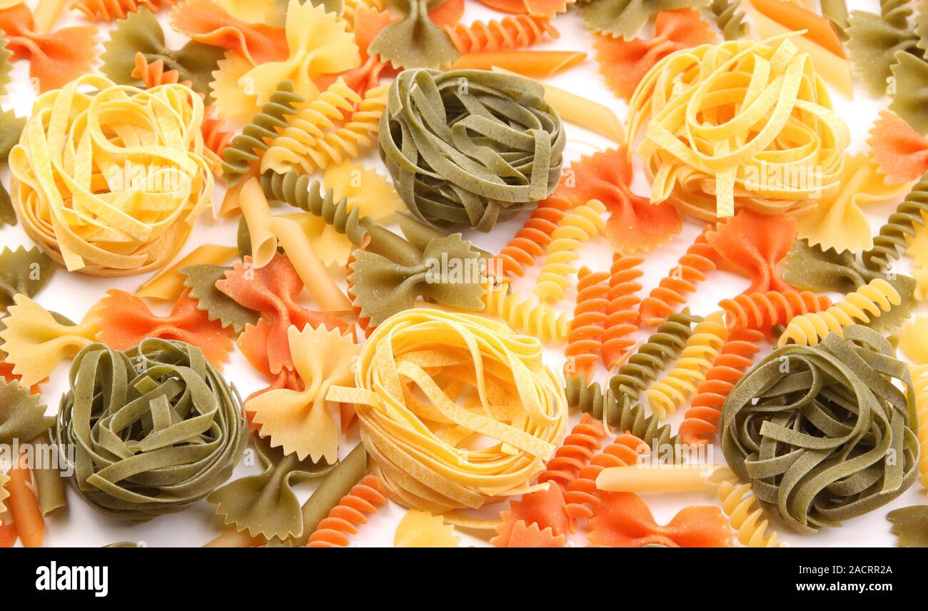 different pasta in three colors Stock Photo - Alamy
