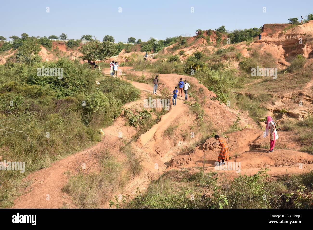 Visitors at the Gangani ravines of the Shilabati or Shilai riverbank in ...