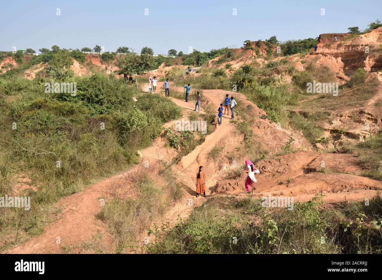 Visitors at the Gangani ravines of the Shilabati or Shilai riverbank in ...