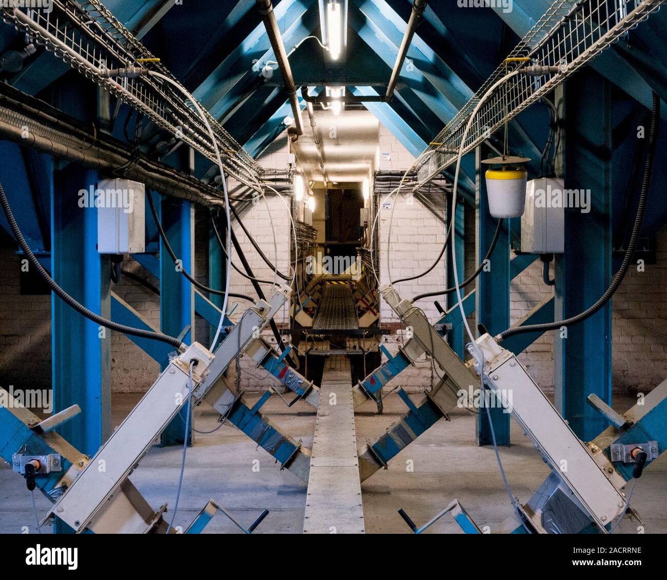 Flour mill machinery. Photographed at Marriage's flour mill, Chelmsford ...