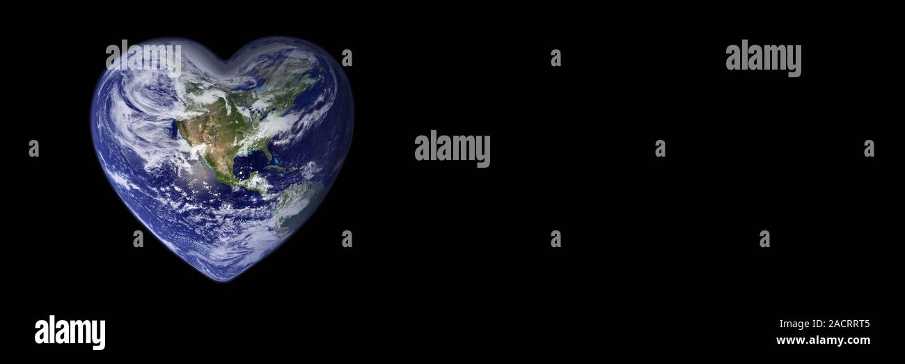 Earth in the shape of a heart, ecology and environment concept ...
