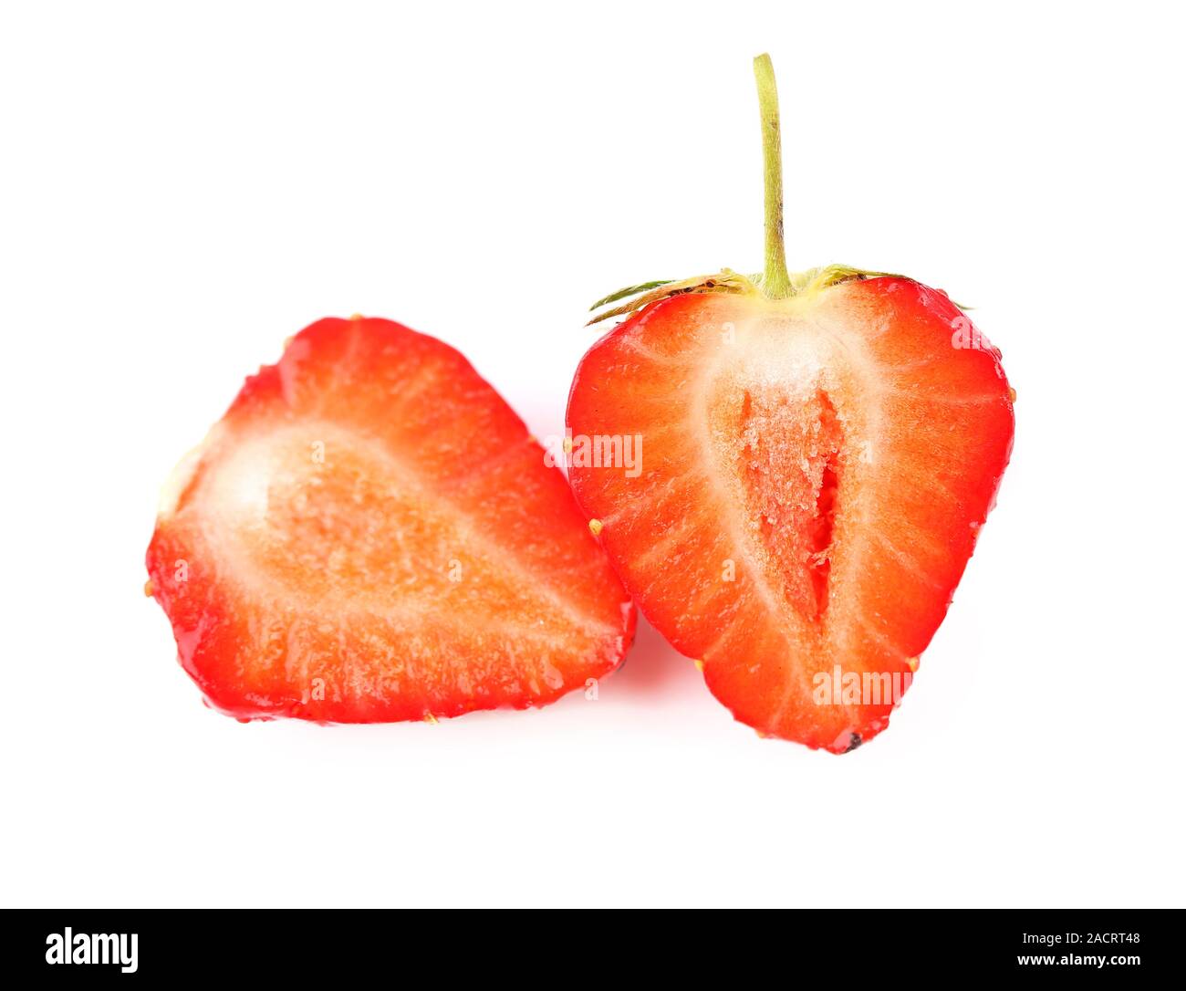 Two half of strawberry isolated Stock Photo - Alamy