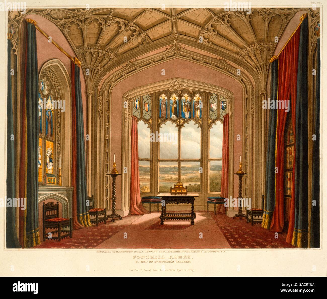 Interior of Fonthill Abbey. (End of the St Michael's Gallery). Image ...