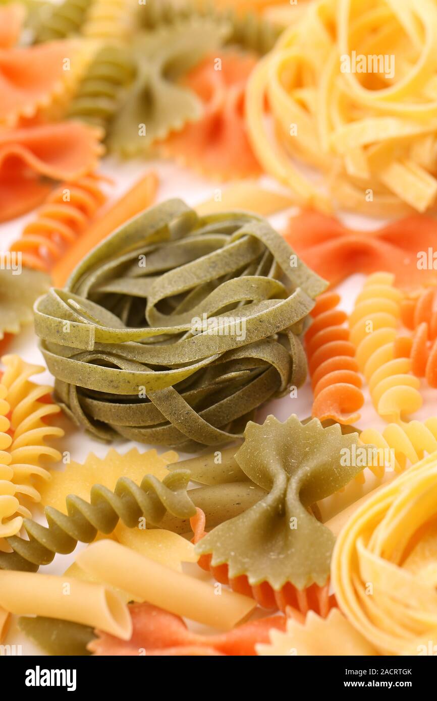 different pasta in three colors Stock Photo - Alamy