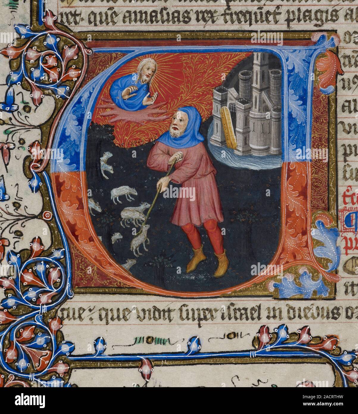 Amos tending his sheep (Detail) Opening of the Book of Amos: initial 'V ...