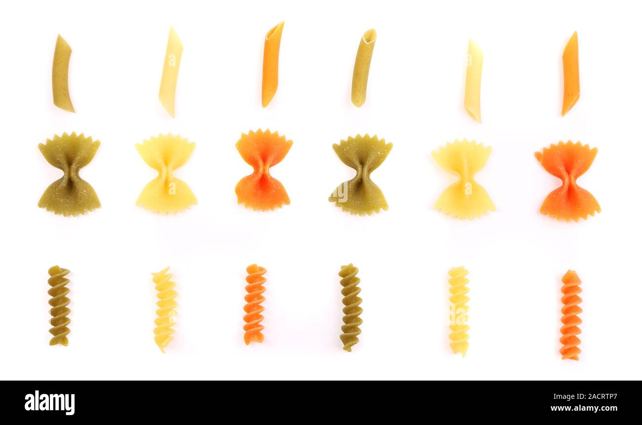 crossover from different color pasta Stock Photo - Alamy
