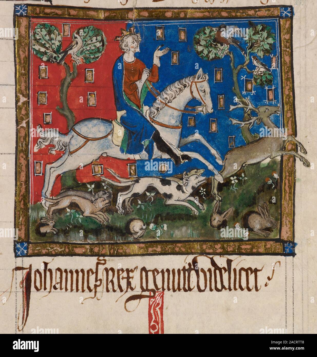 King John hunting Miniature only King John hunting a stag with hounds ...