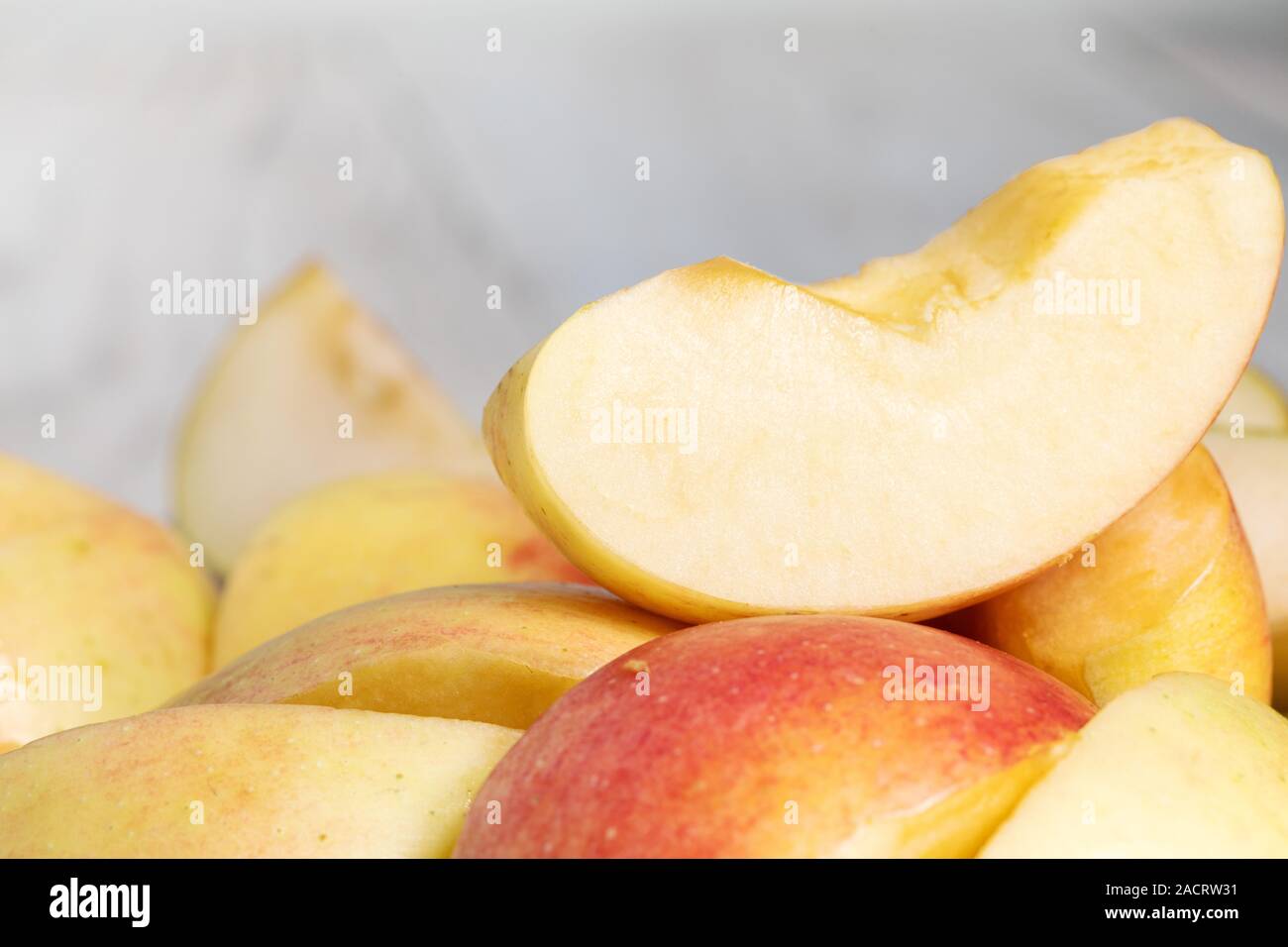 Slices of fresh red apple. a fresh apple quarter Stock Photo - Alamy