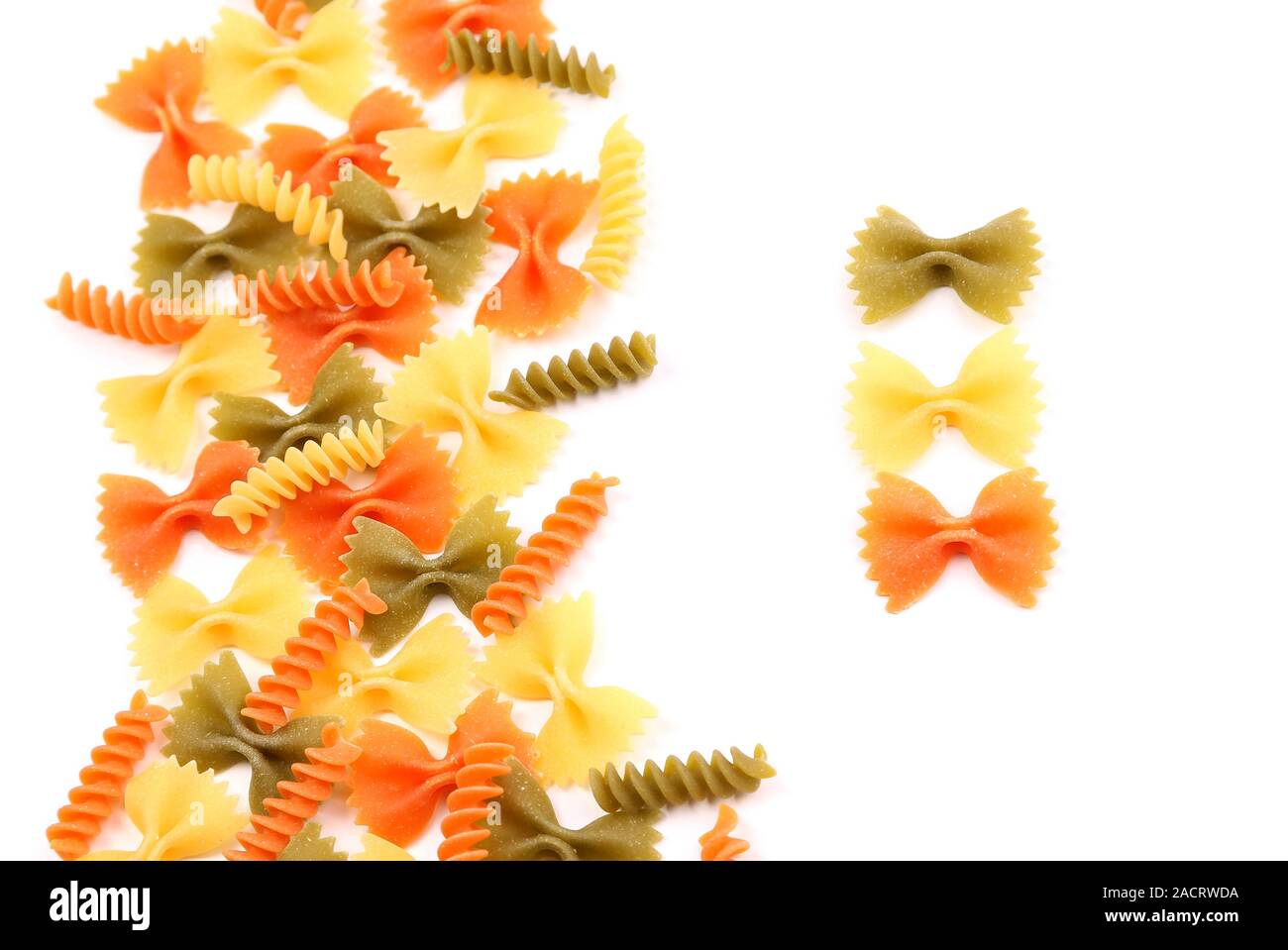 Different pasta in three colors Stock Photo - Alamy