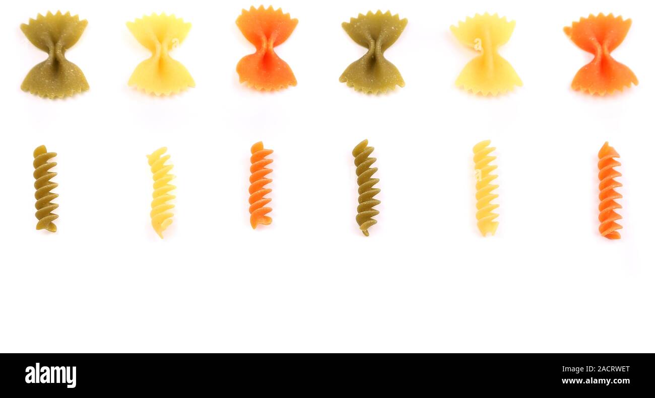 composition of different pasta in three colors Stock Photo - Alamy