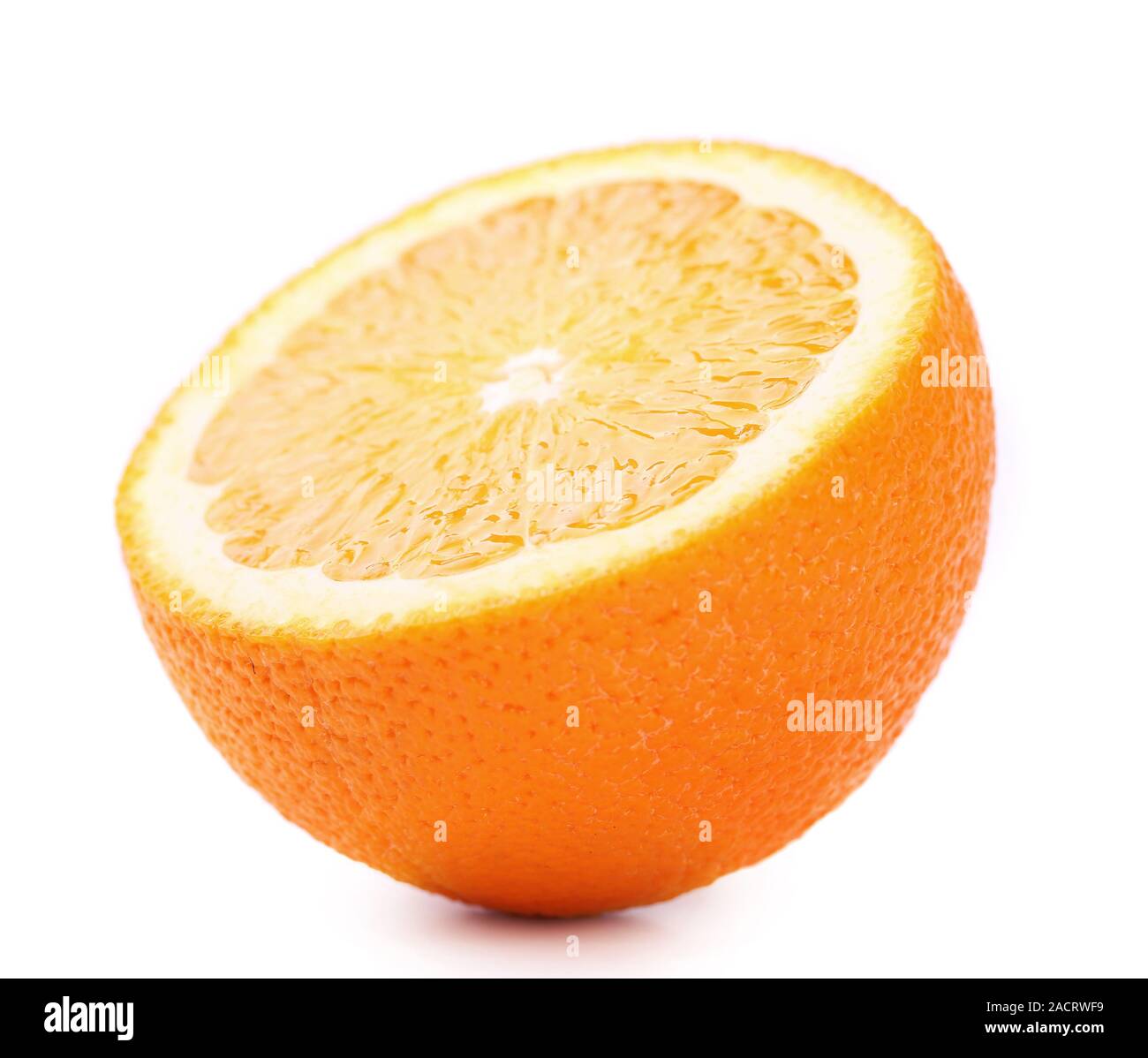Cut orange isolated on white background Stock Photo - Alamy