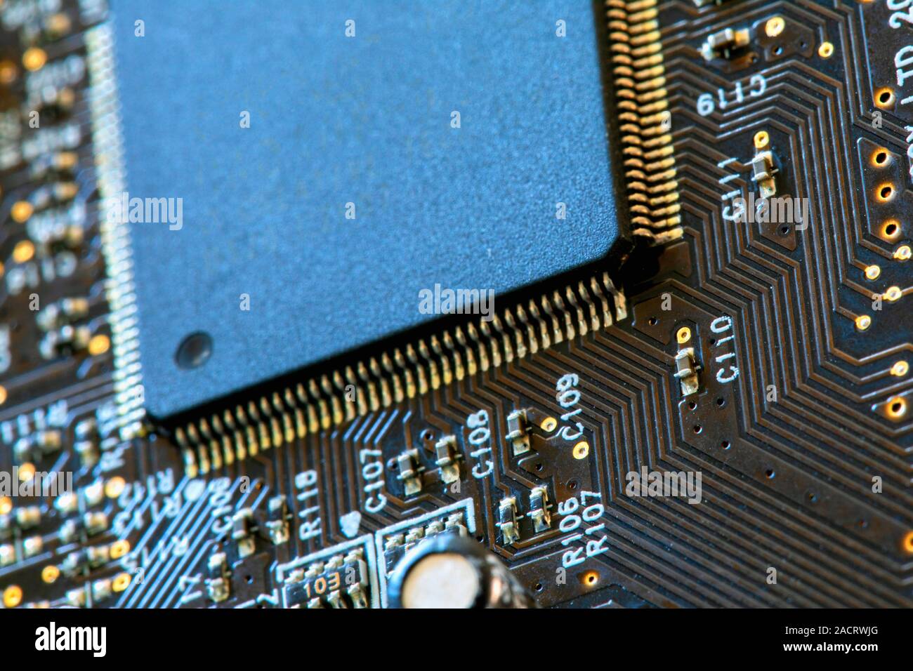 Motherboard digital chip. details of a electronic cpu chip. PC ...