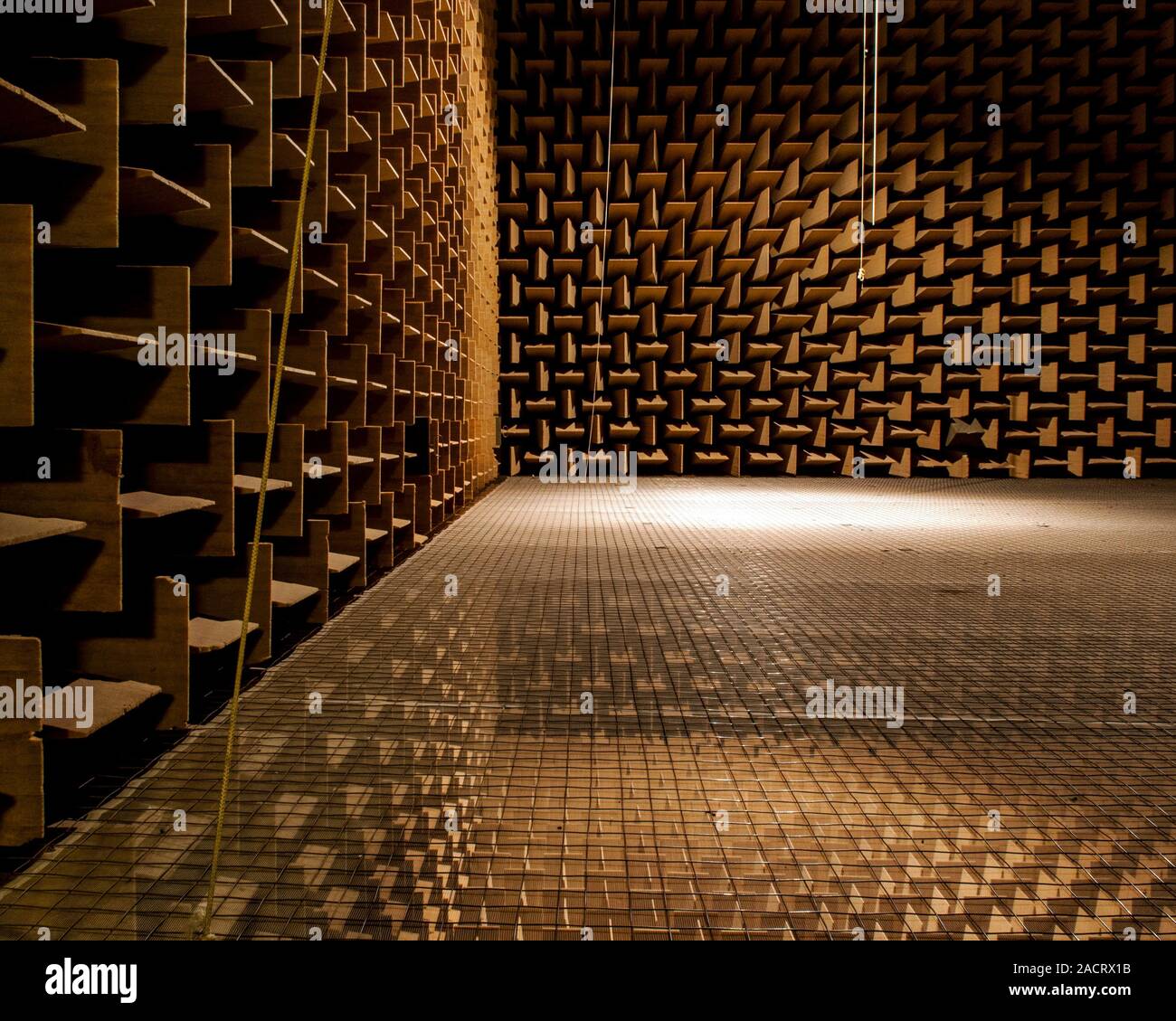 Anechoic chamber, acoustics research. This chamber is used to study and ...