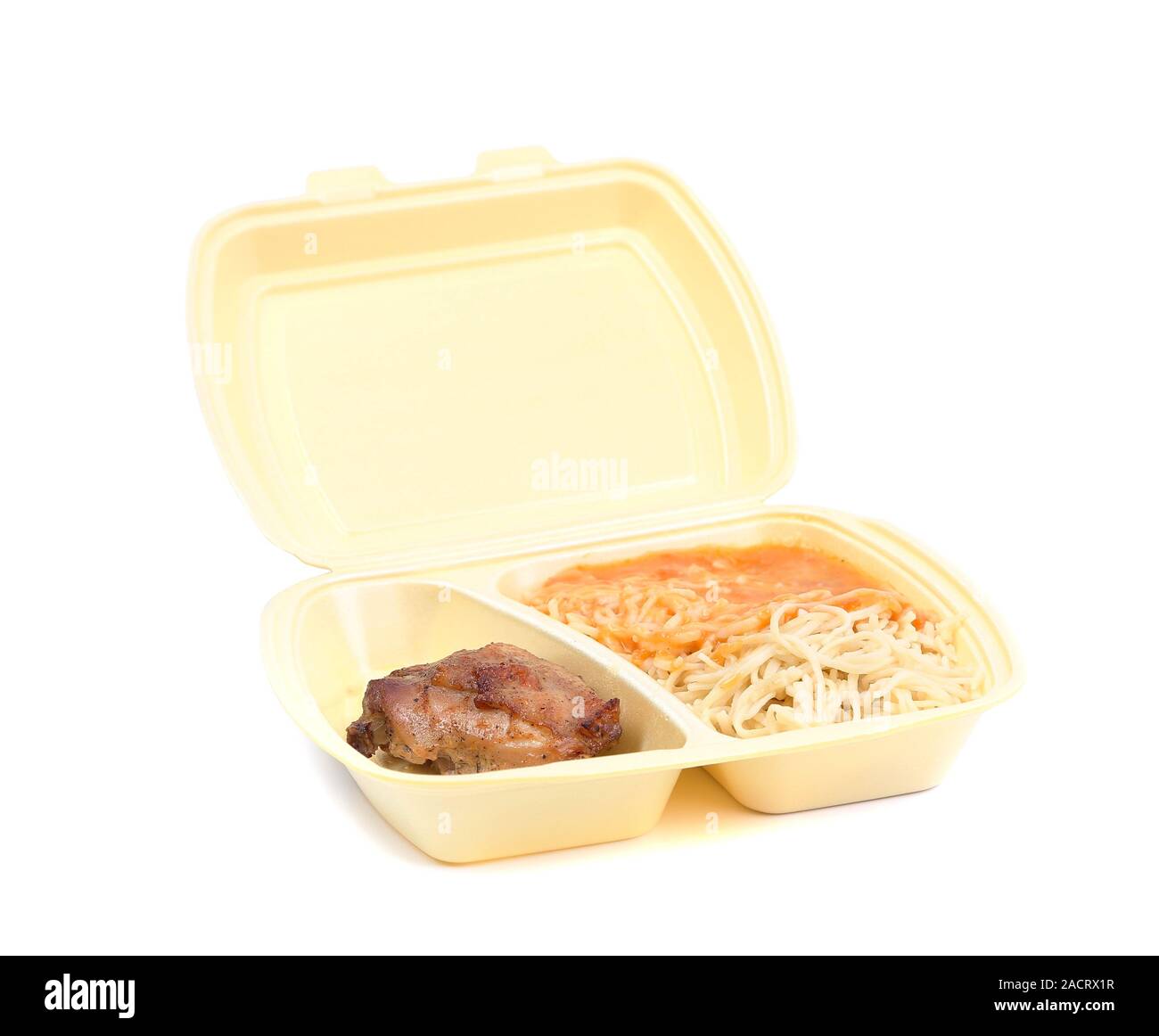 Chicken with pasta in food container Stock Photo - Alamy