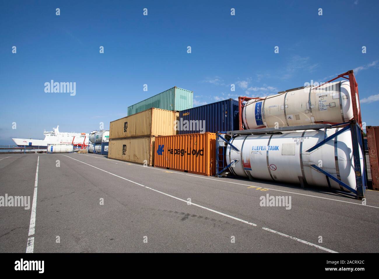 Shipping containers. Photographed in Kalundborg, Denmark Stock Photo ...