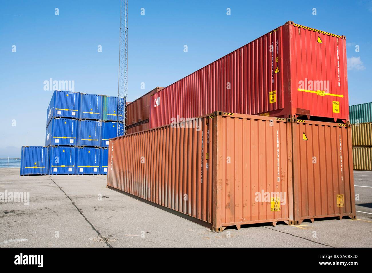 Shipping containers. Photographed in Kalundborg, Denmark Stock Photo ...