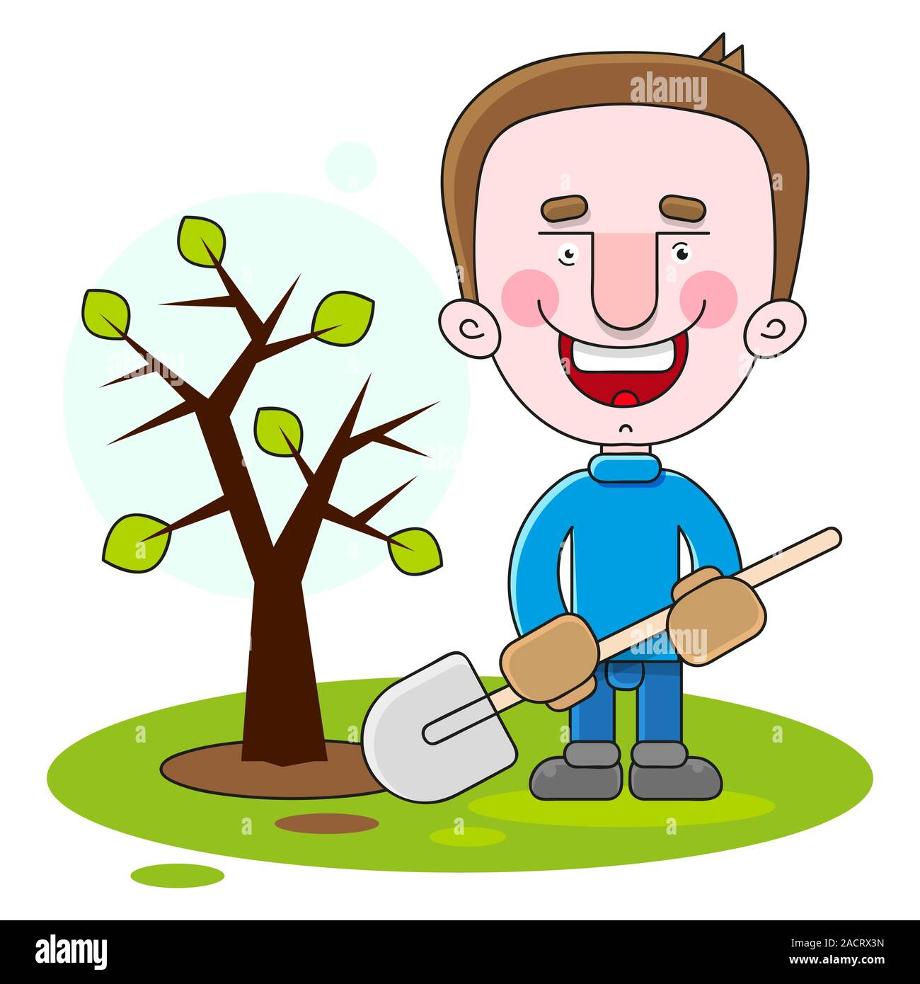 Boy Planting Tree Illustration For Kids And Adults Stock Vector Image ...