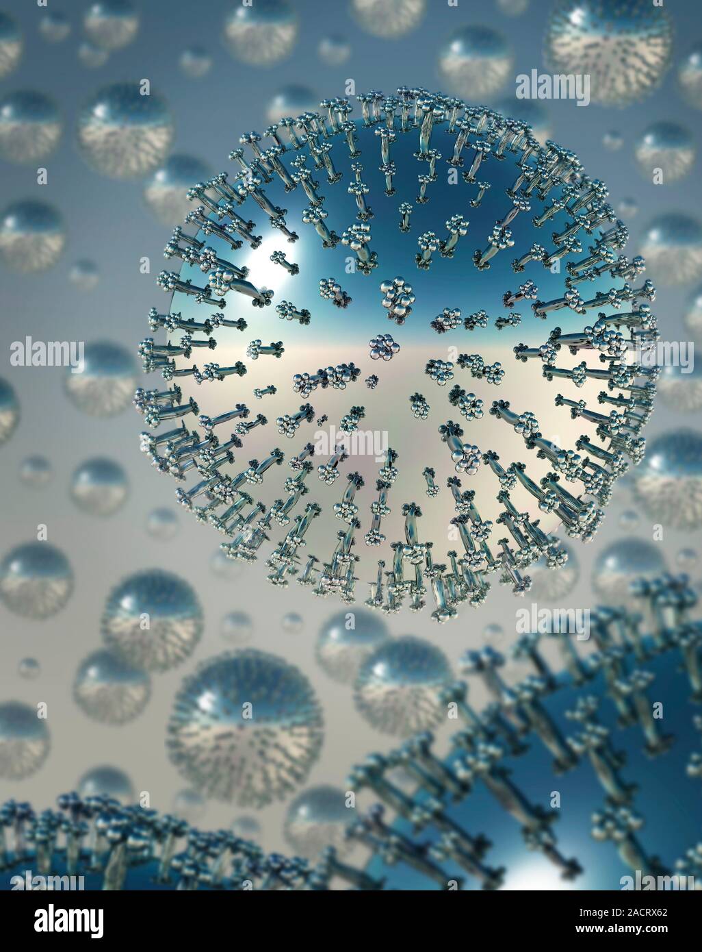 HIV particle, computer artwork. HIV (human immunodeficiency virus ...