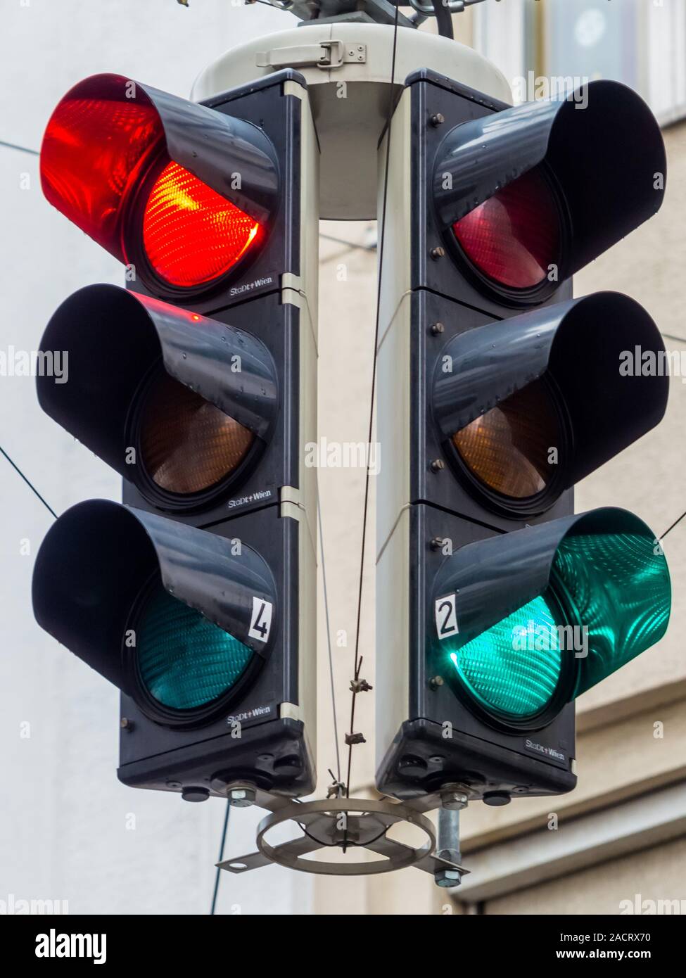 Traffic light with red and green light Stock Photo - Alamy