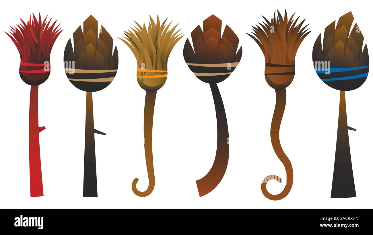 Set Of Broom. Clean Up Or Fly Vector On White Background Vector ...