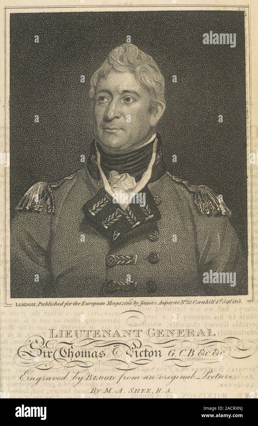 Lieutenant General Sir Thomas Picton G.C.B. (1758-1815). Portrait ...