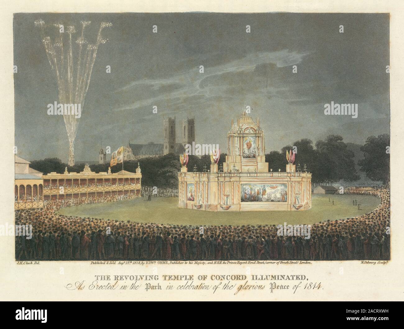 The Revolving Temple of Concord illuminated as erected in the park in ...