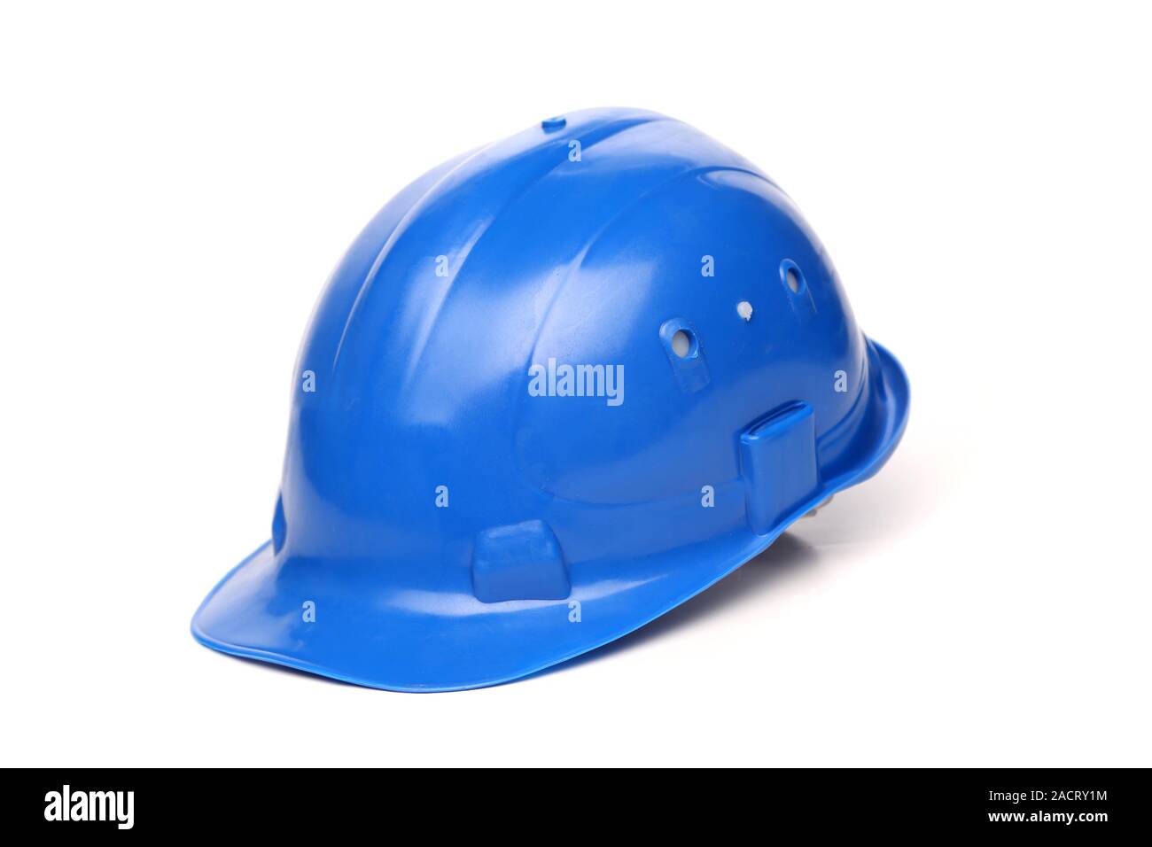 Blue hard hat isolated on a white background Stock Photo - Alamy