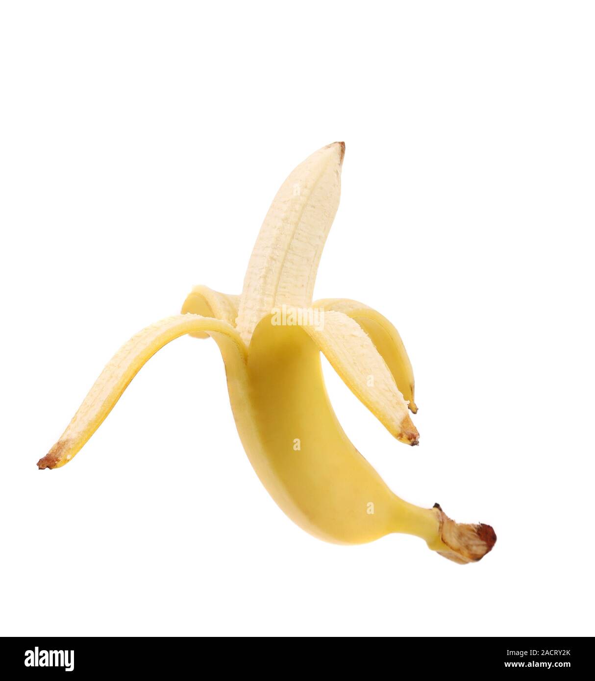 Open banana isolated on a white background Stock Photo - Alamy