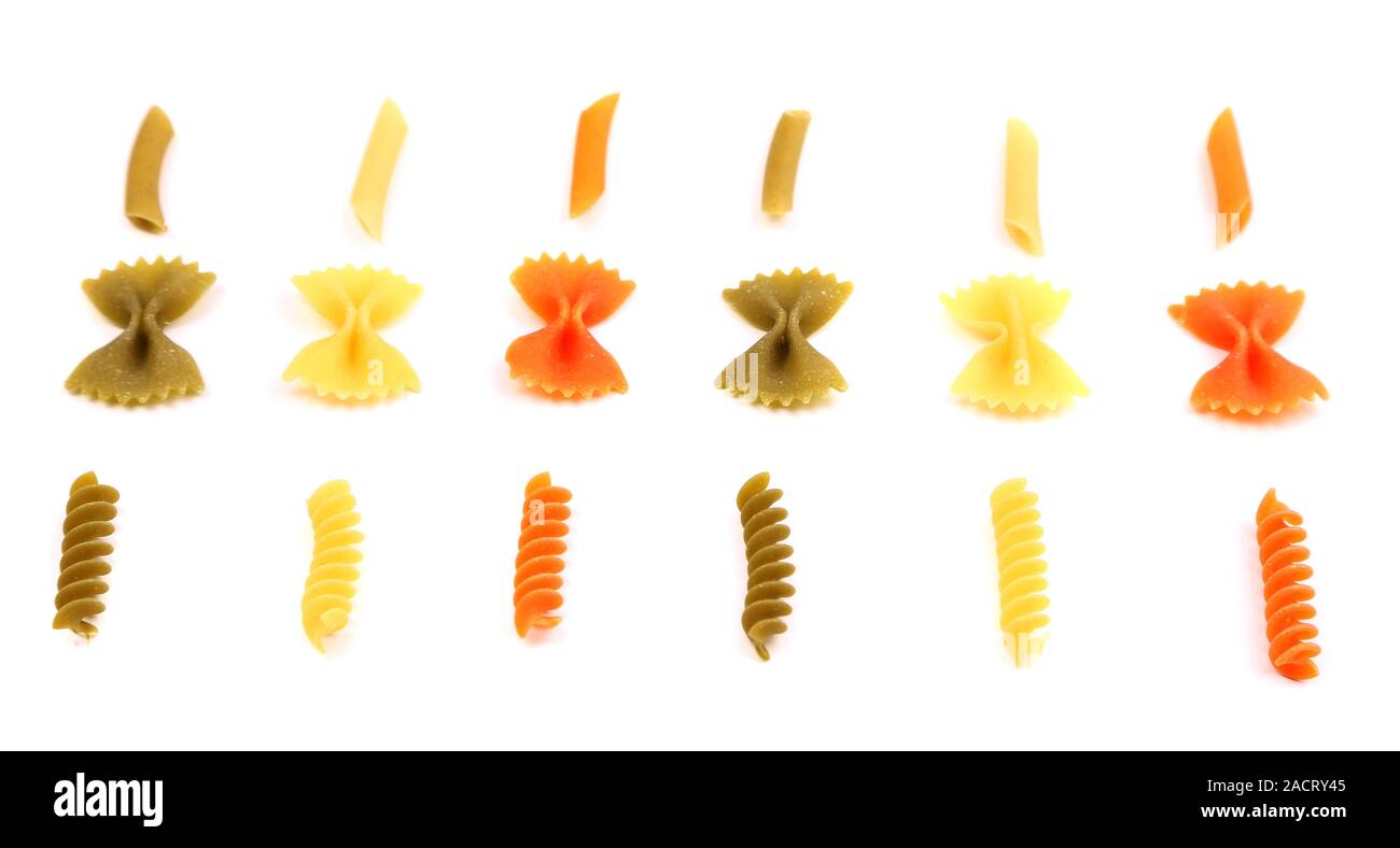 crossover from different color pasta Stock Photo - Alamy