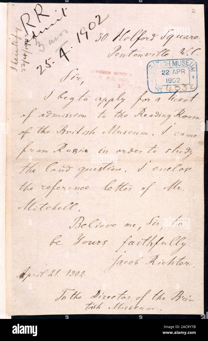 Letter of Lenin Whole folio Letter of application to become a reader at ...