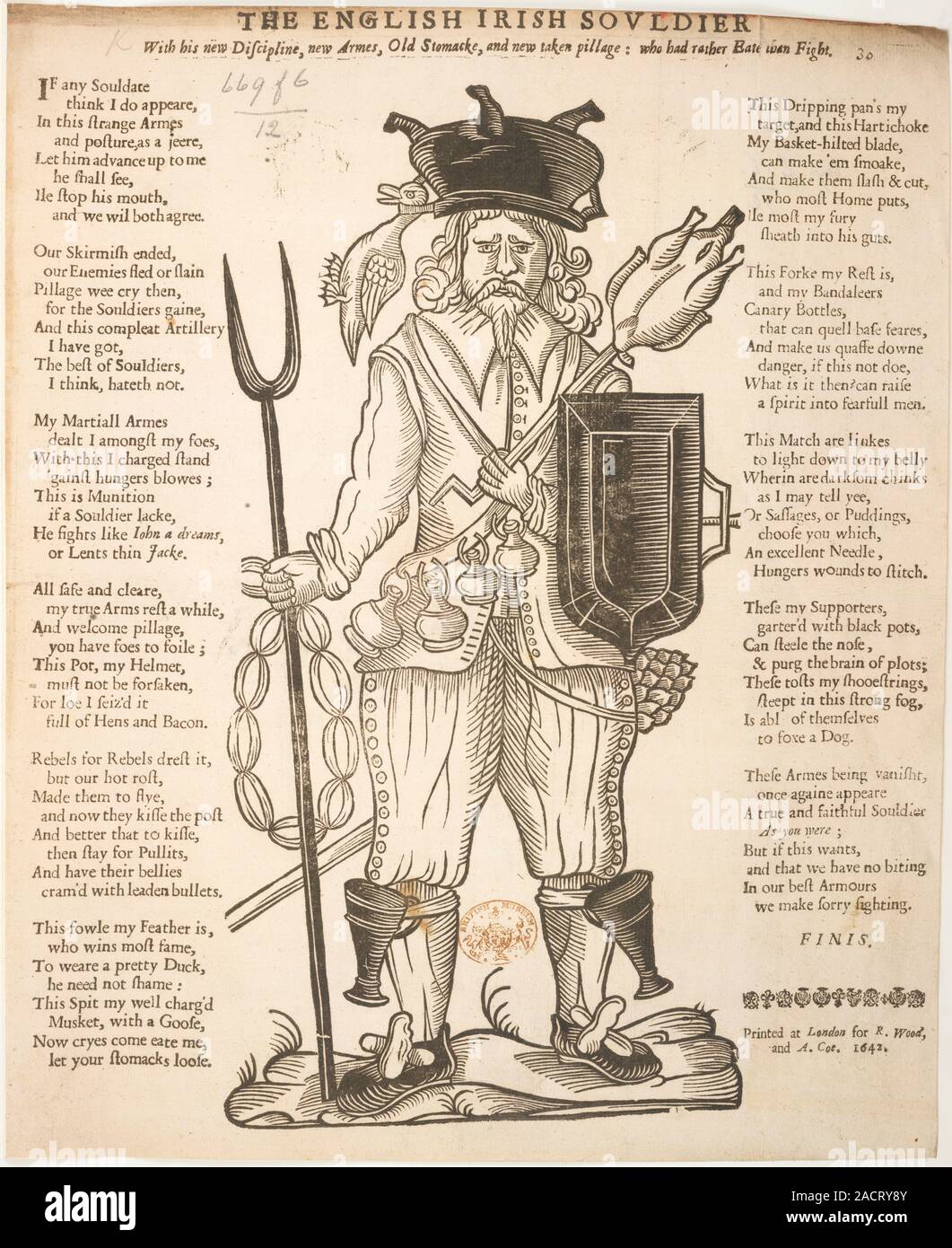 The English Irish soldier A soldier of the English Civil War holding a ...