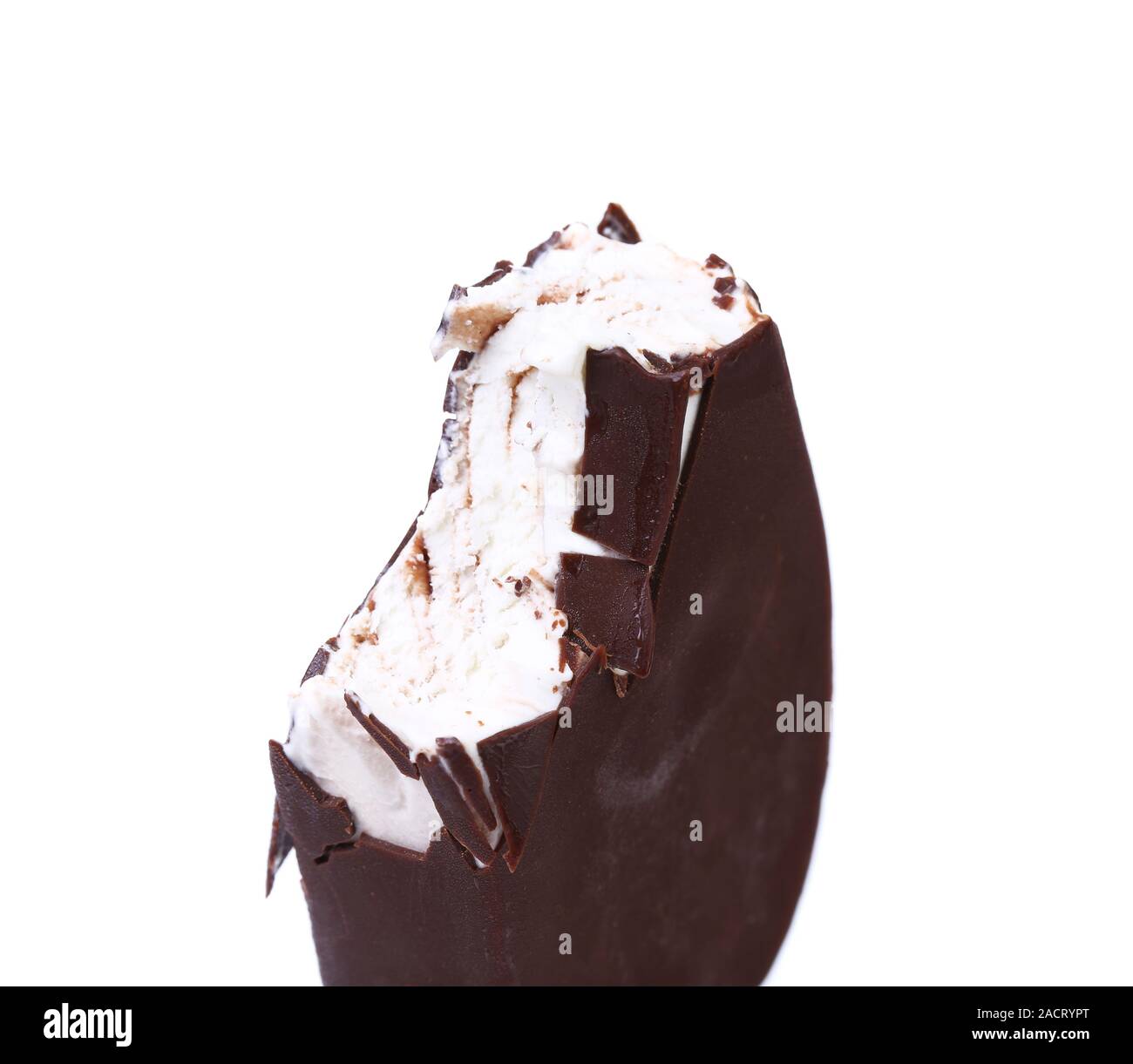 Bitten chocolate vanilla ice cream Stock Photo - Alamy