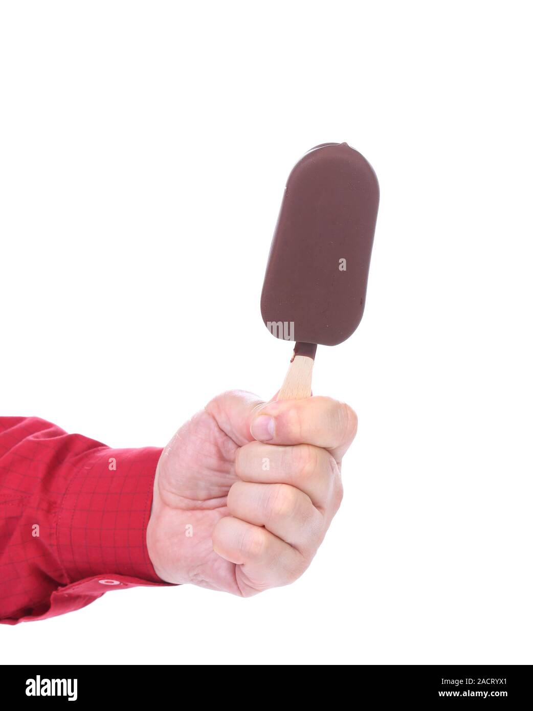 Hand holds chocolate vanilla ice cream Stock Photo - Alamy