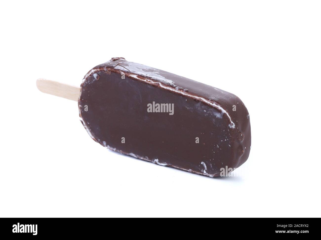One chocolate vanilla ice cream on stick Stock Photo - Alamy