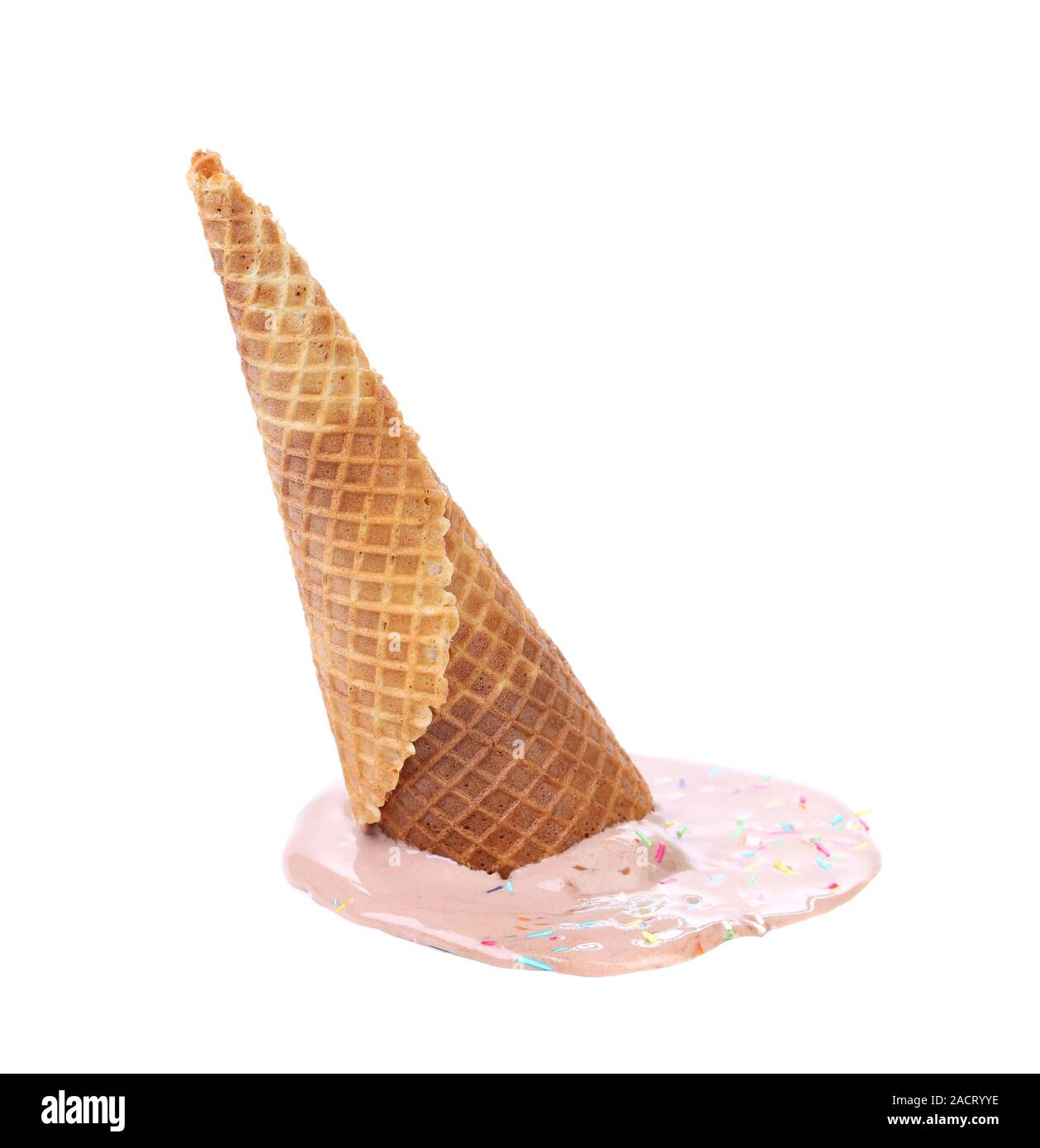 Chocolate ice cream cone fallen Stock Photo - Alamy