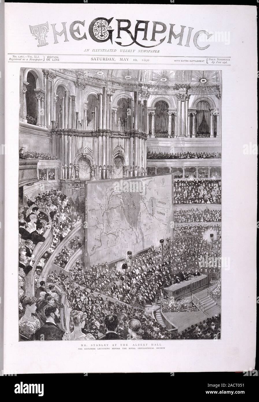 Henry Stanley, 'Mr. Stanley at the Albert Hall. The explorer lecturing ...