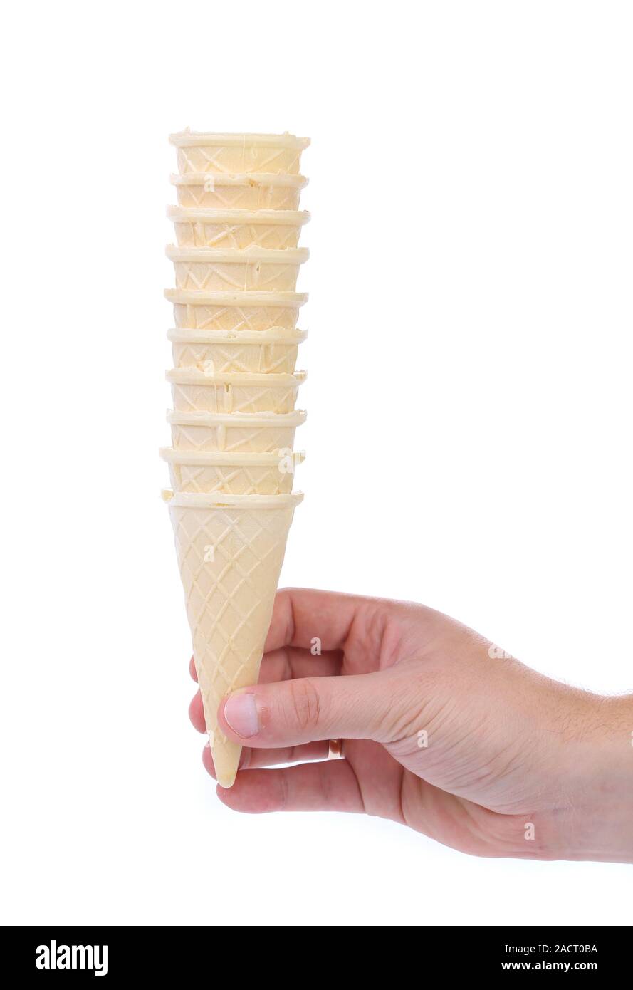 Hand hold stake of ice cream cones Stock Photo - Alamy