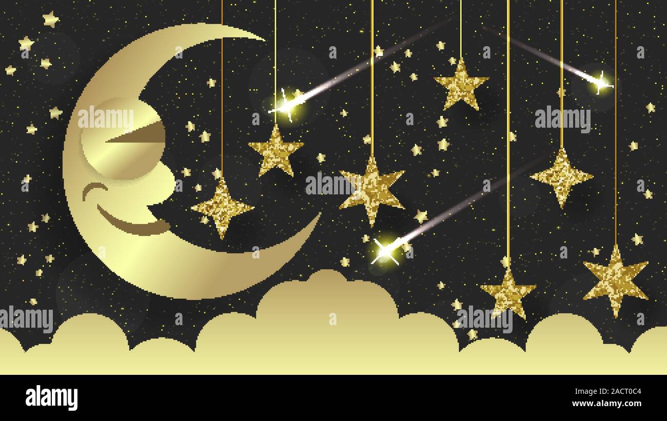 Golden Moon Symbol Icon Design Element, Illustration For Logo, Banner ...