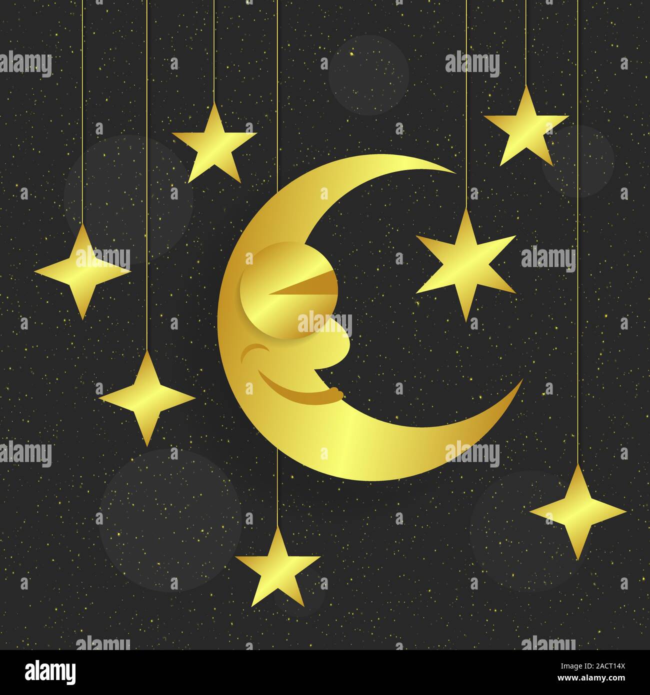 Golden Moon Symbol Icon Design Element, Illustration For Logo, Banner ...