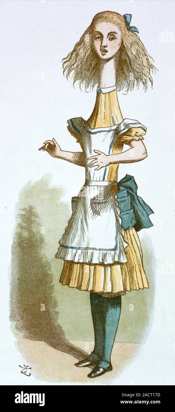 Alice with a long neck, In Wonderland Alice grows tall or shrinks ...
