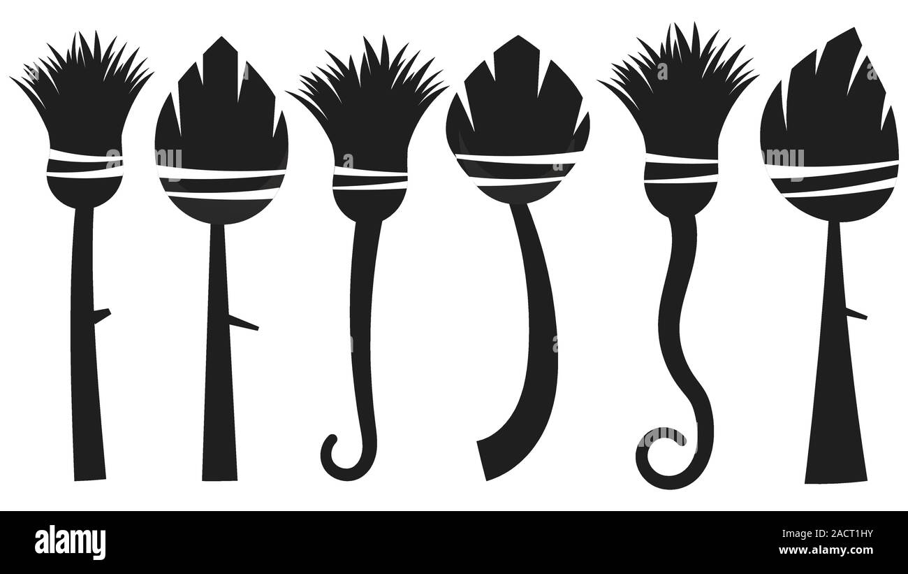 Set Of Broom. Clean Up Or Fly Vector On White Background Vector ...