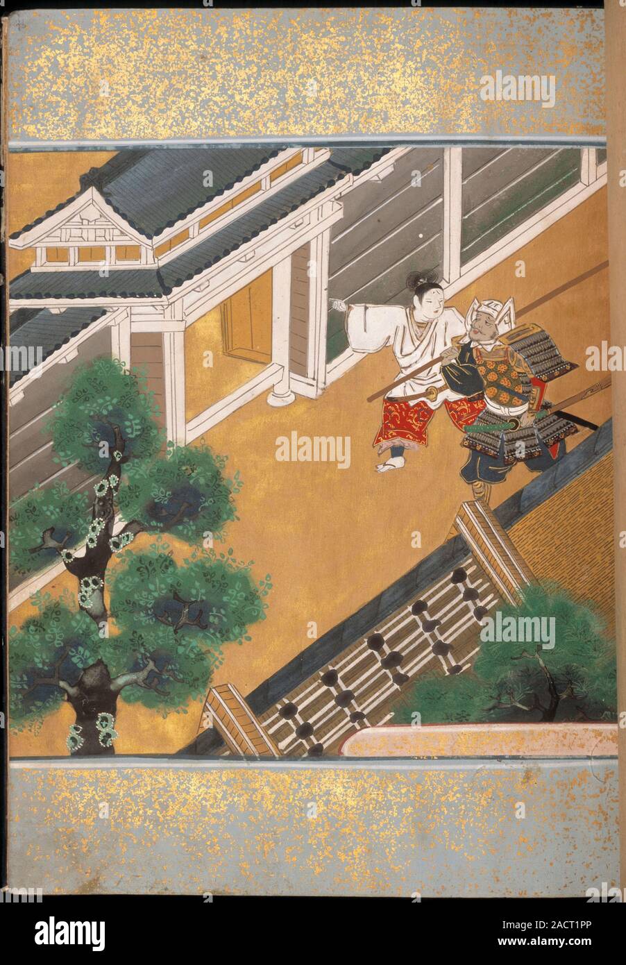 Japanese warrior and noble, From a manuscript telling the story of the ...