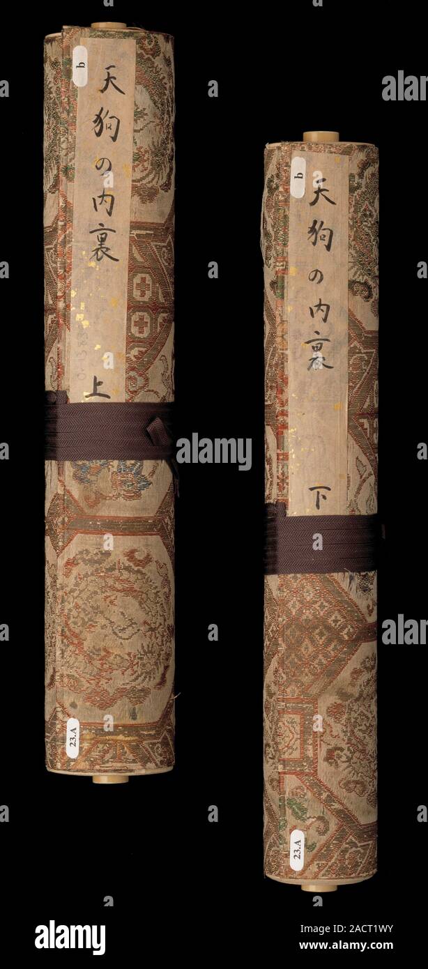 Two Japanese scrolls, An illustrated Japanese manuscript in 2 rolls ...