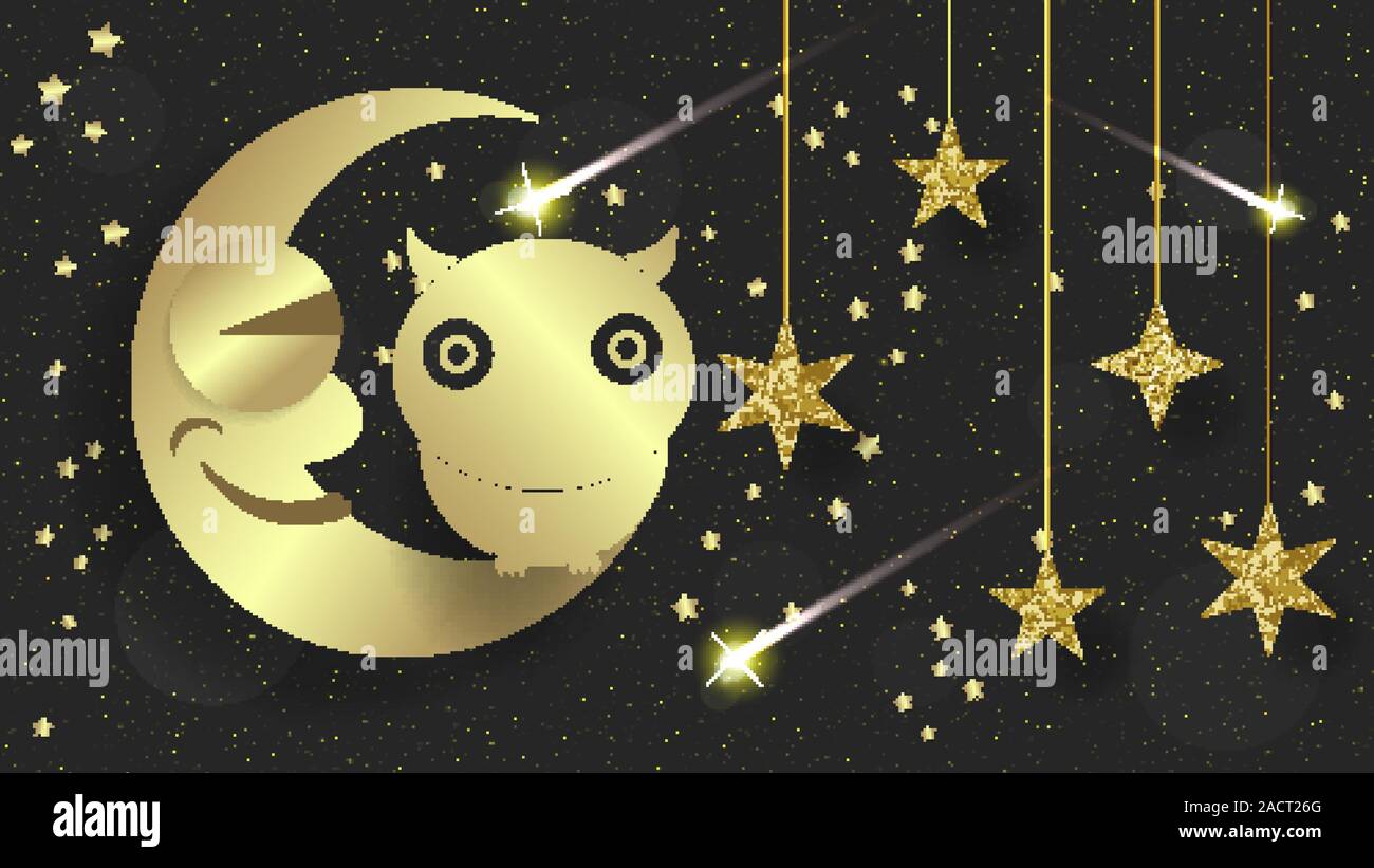 Golden Moon Symbol Icon Design Element, Illustration For Logo, Banner ...