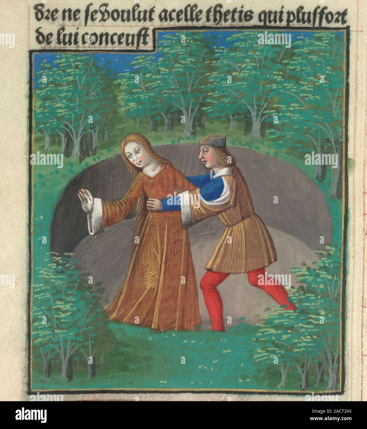 Peleus and Thetis. Peleus unsuccessfully tries to prevent the sea-nymph ...