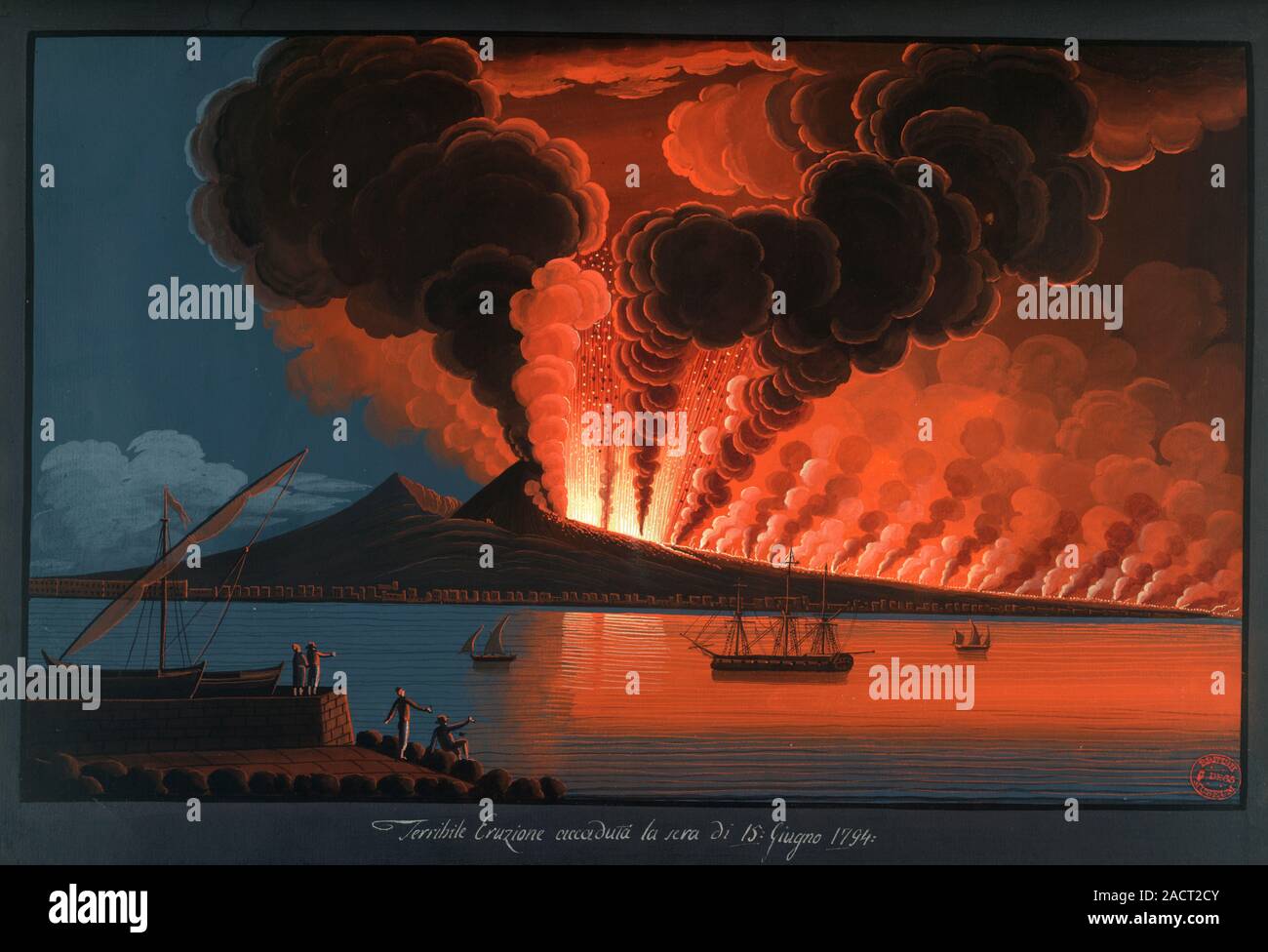 View of the terrible eruption of Mt. Vesuvius, taken on 15th June 1794 ...