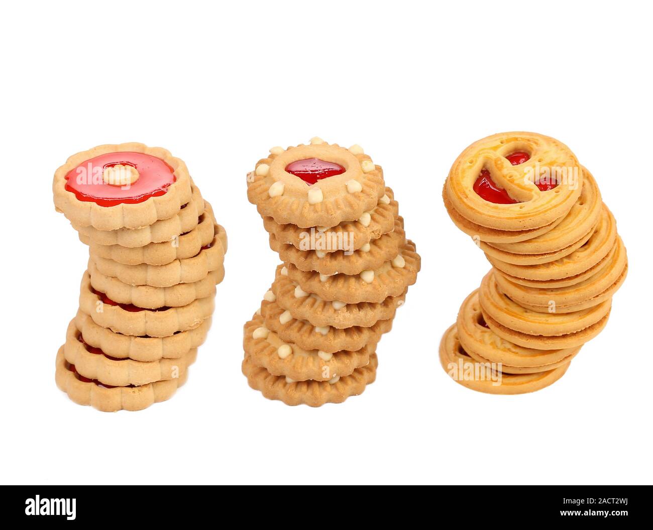 Three stacks of different biscuits Stock Photo - Alamy