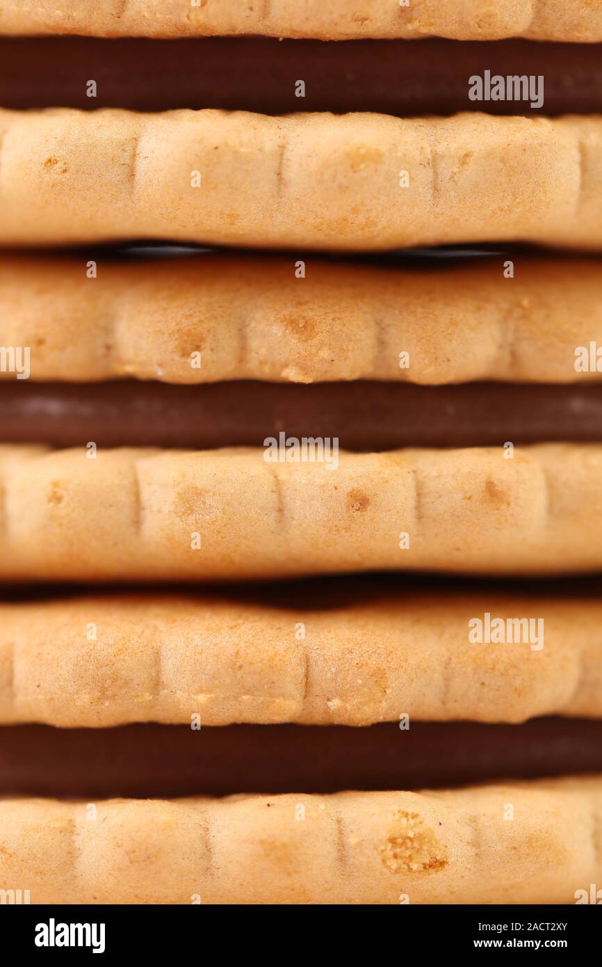 Background of sandwich biscuits with chocolate Stock Photo - Alamy